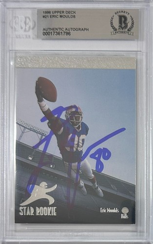 Eric Moulds autographed signed Pinnacle 1996 #163 Buffalo Bills BAS ...