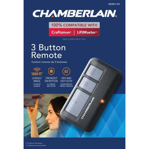Chamberlain 3-Button Black Garage Door Remote 953EV-P2 Chamberlain ...