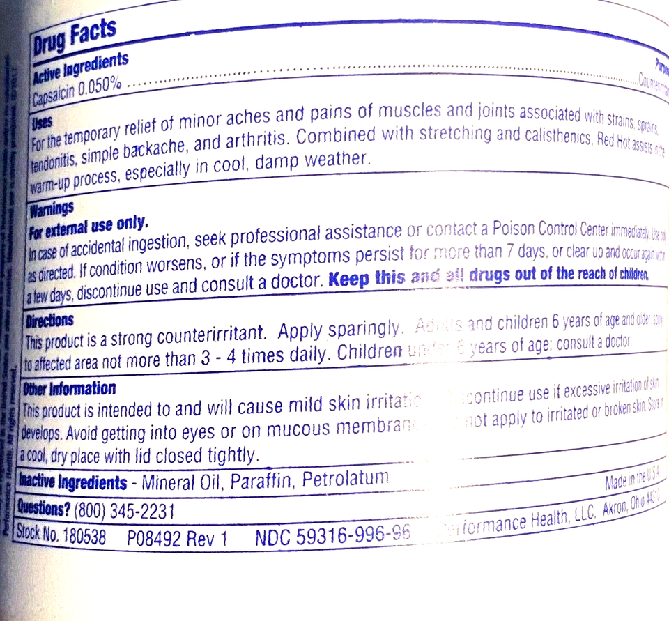 Cramer Red Hot Analgesic Ointment For Muscle And Joint Pain Relief 1Lb ...