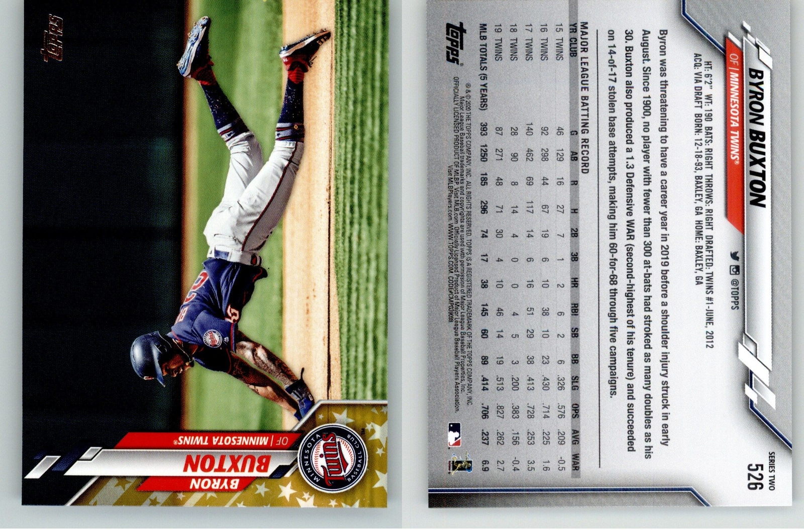 Byron Buxton 2020 Topps Gold Star #526 Minnesota Twins | eBay