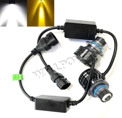2x Low Beams 21W Amber White LED H11 Bulbs Projector Lens High Power K1 ...