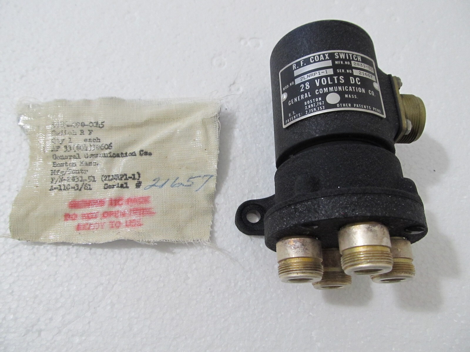 General Communication RF COAX SWITCH Model 2LNRP1-1 Type N | eBay