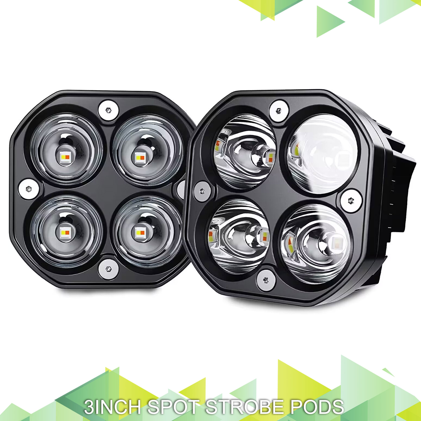 3 inch Spot LED White/Amber Strobe Pods Work Light Driving Fog Lamp For ...