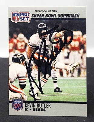 KEVIN BUTLER Signed 1990 Pro Set Super Bowl Supermen Card #120 Chicago ...