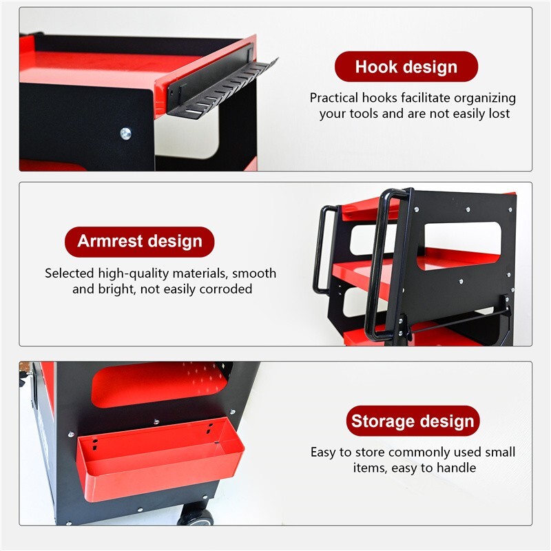 4 Tier Rolling Tool Cart Mechanic Storage Trolley for Automotive ...