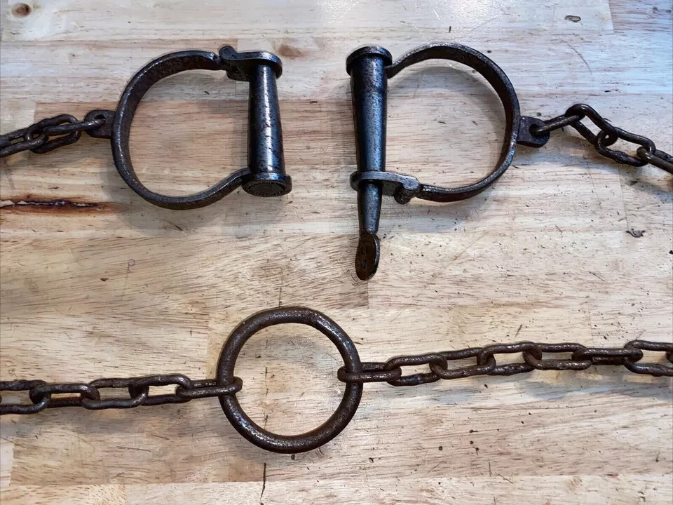 Leg Cuff Iron Shackles Set Patina Jailer Prison Guard Cast Iron ...