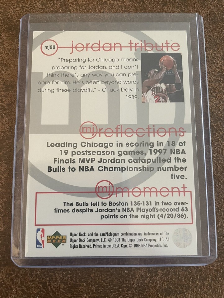 1998 Upper Deck Jordan Tribute Reflections Michael Jordan #MJ88 Bulls ...