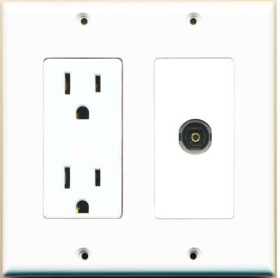 1 Port Toslink-Optical Digital Audio Wall Plate w-Power Outlet White | eBay