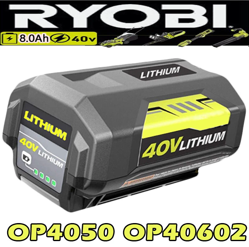 1-4pack 8.0Ah For Ryobi 40V Lithium Battery 6.0Ah High Capacity OP40602 ...