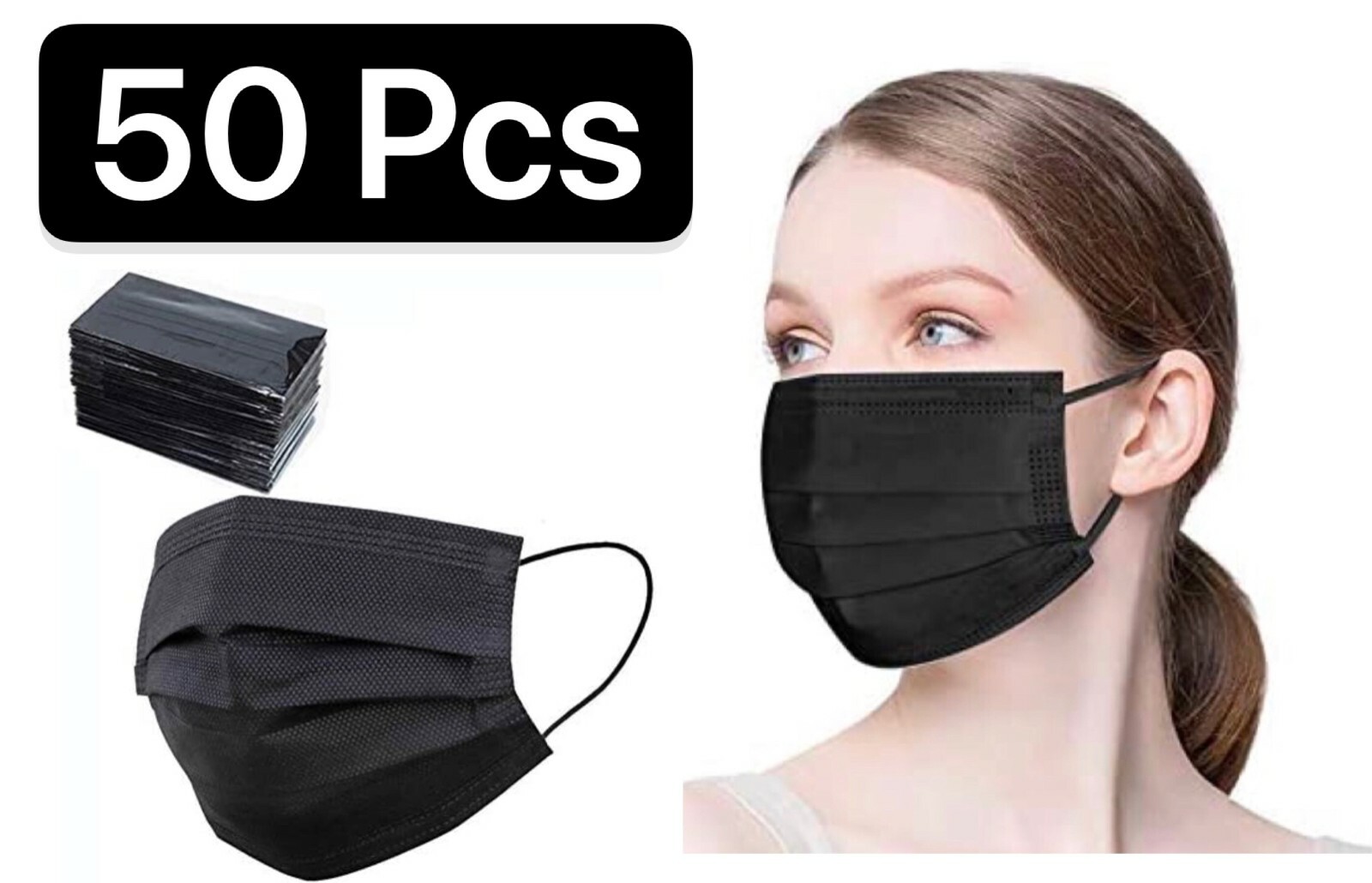 10-100 PCS Black Face Mask Mouth & Nose Protector Respirator Masks US ...