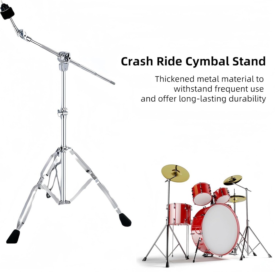 Cymbal Stand, Boom Straight Combo Cymbal Stand Thickened Crash Ride ...
