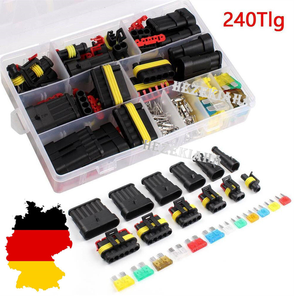 240 tlg Kabelschuhe Sortiment Box Auto KFZ Steckverbinder Set ...