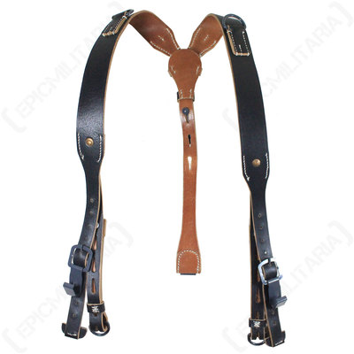 Premium Heer EM Leather Y-Straps - WW2 Repro German Braces Webbing Army ...
