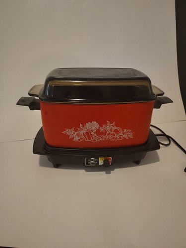 Red Vintage West Bend Rectangle Slow Cooker, Tall Smoke Glass Lid, 5 ...