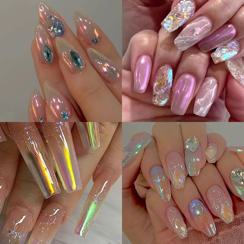 Magic Mirror Powder Holographic Laser Nail Polish Liquid Nail Glitter ...