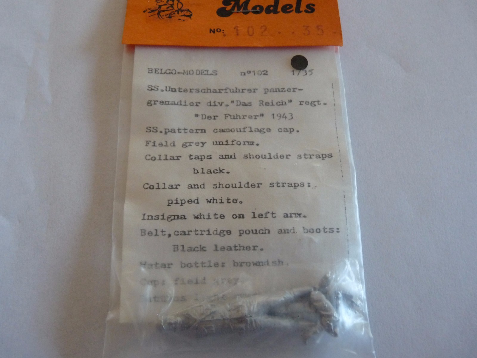 Belgo Models 1:35 SS Unterscharfuher Panzer #102 WWII Metal Model ...