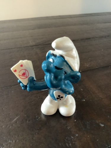 Smurfs Card Player Smurf 20056 Vintage Rare PVC Toy Casino Poker ...