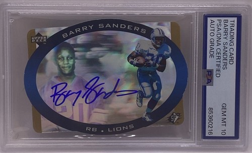 Barry Sanders Card 1995 SPX #16 Autograph Auto PSA DNA 10 Authentic ...