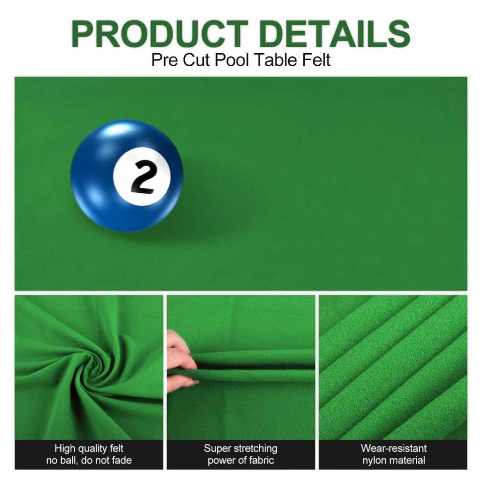 STRONGBERRY Pre-Cut Pool Table Felt Replacement Kit - 8ft Billiard ...