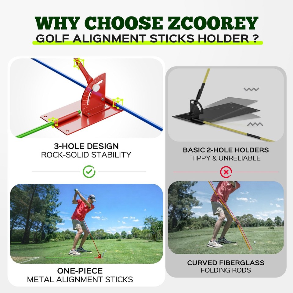 Golf Alignment Stick Holder - Metal Golf Alignment Sticks, Three-Hole ...
