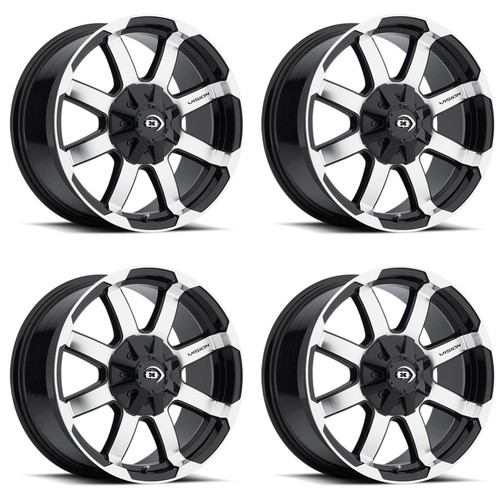 Vision Wheel 413-5783GBMF-12 Set / 4 Black w Machined Face 413 Valor ...