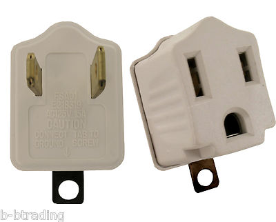 Lot 5 Hubbell RT200 3 to 2 Wire Grounding Adapter UL | eBay