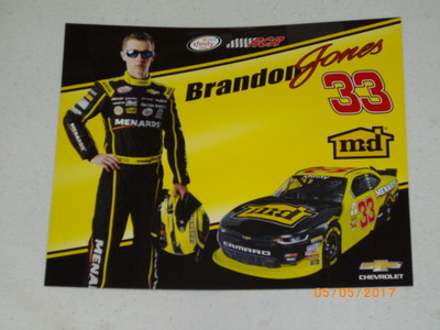 2017 BRANDON JONES #33 MD NASCAR POSTCARD | eBay