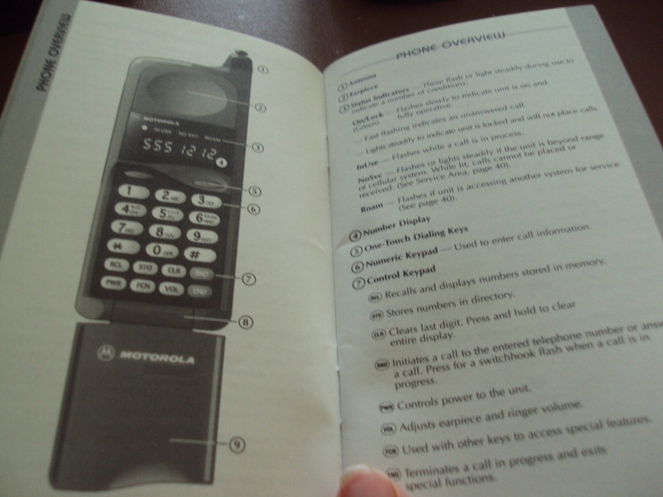Vintage 1995 Motorola Cell Cellular Mobile Phone Owners Manual User ...