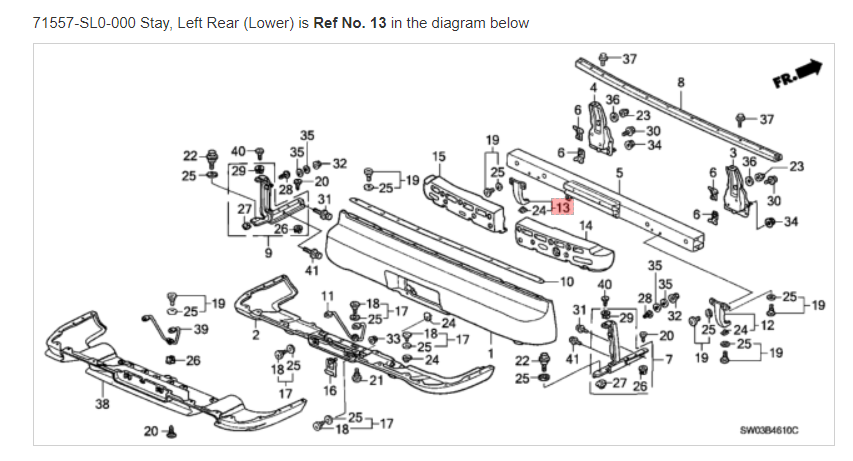 HONDA ACURA GENUINE OEM NSX Stay, Left Rear (Lower) ☆ 71557-SL0-000 ...