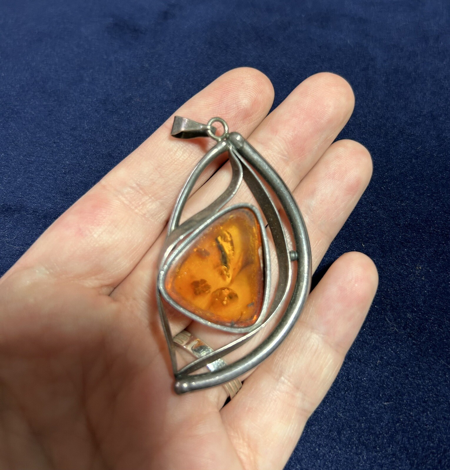 Vintage Modern Amber Pendant large - Gem