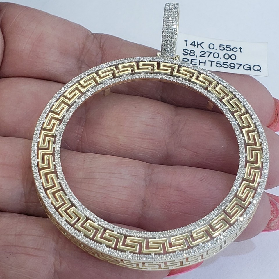 Real Diamond 14k solid gold 50 pesos centenario Coin Bezel Frame ...