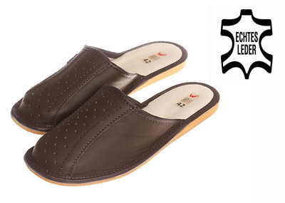 Herren Echtleder Leder HausSchuhe Pantoffeln Latschen Schlappen Gr.40 ...