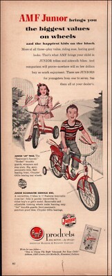 1953 Vintage ad amf products retro riding toys Junior "jet" Trike bike ...