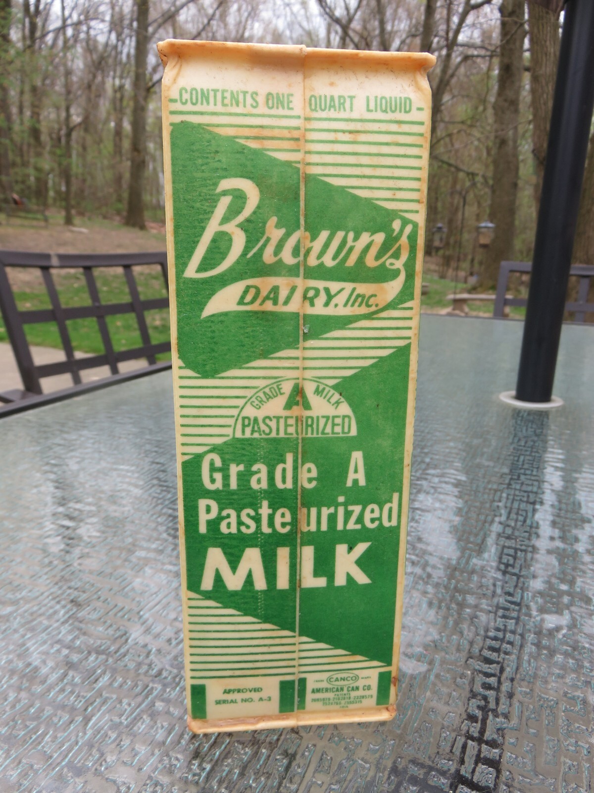 1950's BROWN'S DAIRY GRADE A PASTEURIZED MILK CARTON (Ogdensburg, NY ...