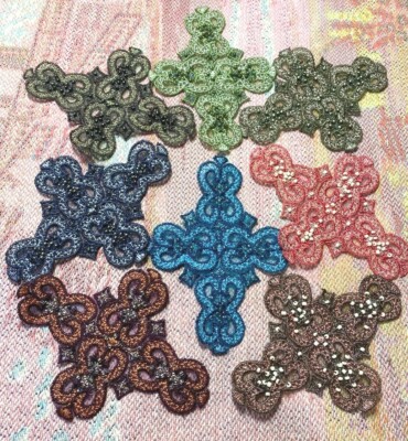 celtic cross applique glass beads Renaissance SCA hand sewn 1pc | eBay