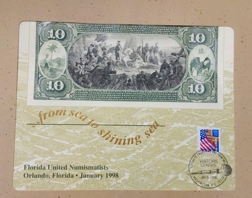 USA BEP SOUVENIR CARD 1998 FUN Show 1882 National Note Green Reverse w ...