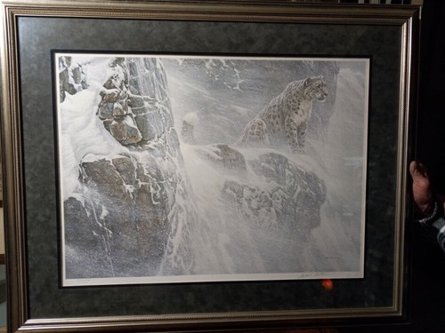 Robert Bateman "High Kingdom Snow Leopard" signed, numbered, and framed ...