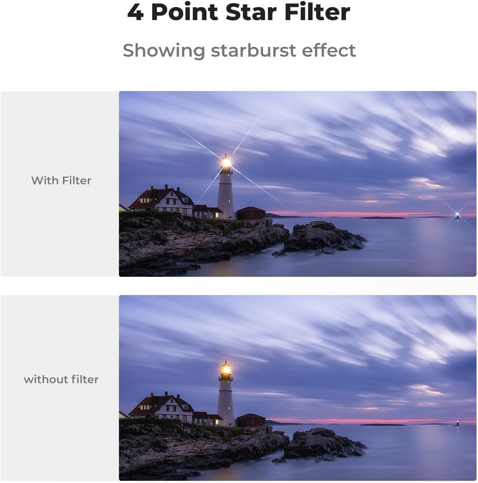 K&F Concept Star Filters 3 pcs Set 4+6+8 Points Cross Screen Starburst ...