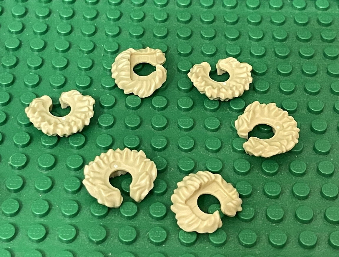 Lego 6 Pieces Tan Viking Mini Figures Neck Fur Collar,Textured / Bird ...