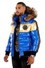 Avenue George V Paris Puffer Jacket Blue Gold Warm Coat Rhinestone L XL ...
