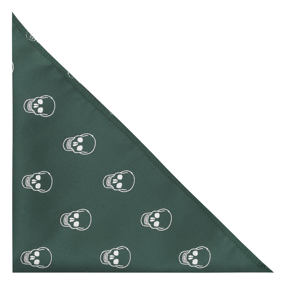 Dark Green Embroidered Skull Pocket Square, Handkerchief | eBay