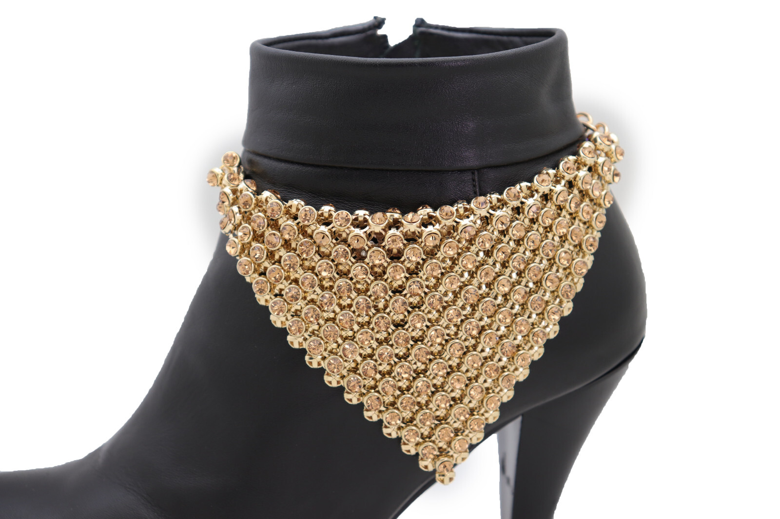 Women Shiny Gold Metal Boot Chain Bracelet Shoe Bandanna Charm ...