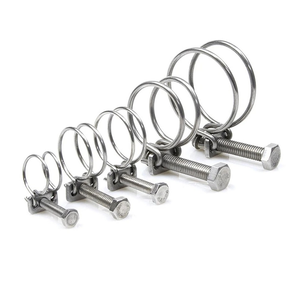 304 Stainless Steel Double Wire Hose Clamp 9mm-290mm Adjustable Pipe ...