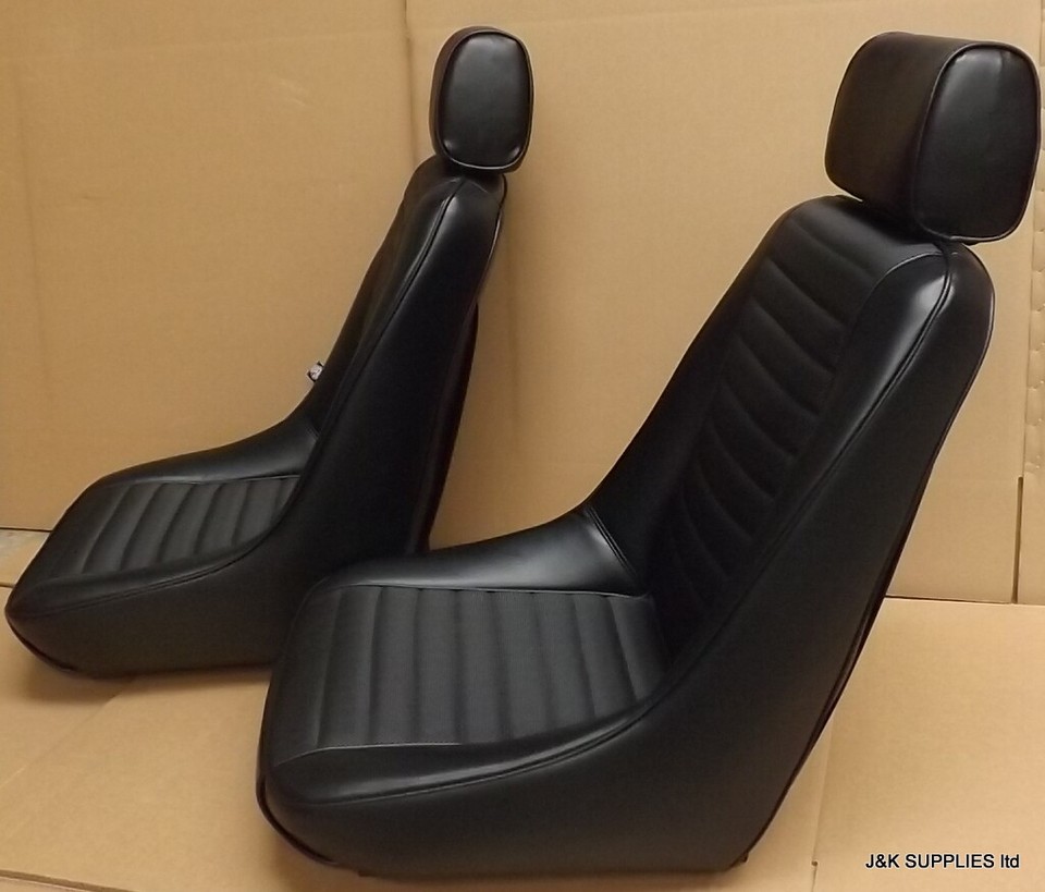 SUPERLITE RS-M SEATS BLACK VINYL (PAIR) WITH RUNNERS - CLASSIC CAR SEAT ...