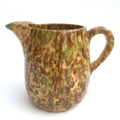 RARE VINTAGE MORTON POTTERY SPATTERWARE GREEN & BROWN STONEWARE CERAMIC ...