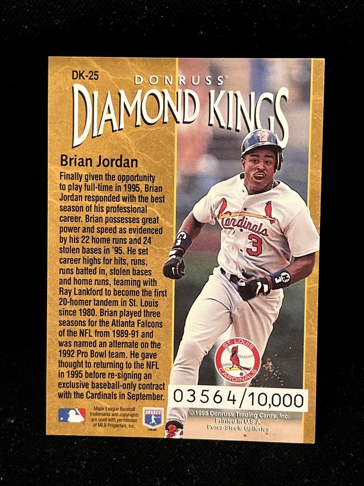 1996 Diamond Kings Brian Jordan Dk 25 Numbered 3564/10,000 | eBay