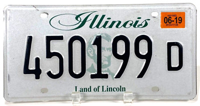 Illinois License Plate- 450199 D -Land of Lincoln-Stickers-Expired 6/19 ...