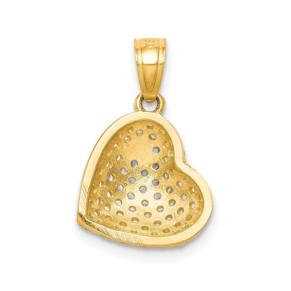 10k Yellow Gold Cubic Zirconia | CZ | Micro Pave Domed Slanted Heart ...