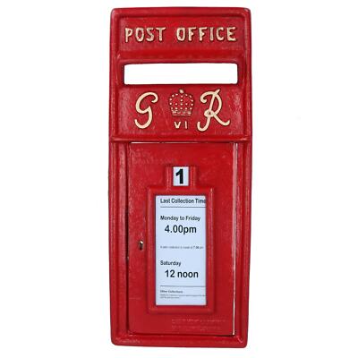 GR Royal Mail Post Box Wall Mount Replica Red Post Office Lockable GB ...