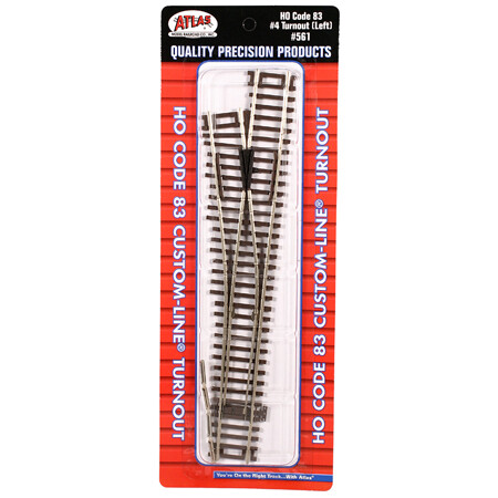 Atlas Model Railroad HO Code 83 #4 Custom Left-Hand Turnout ATL561 HO Track 732573005617 | eBay